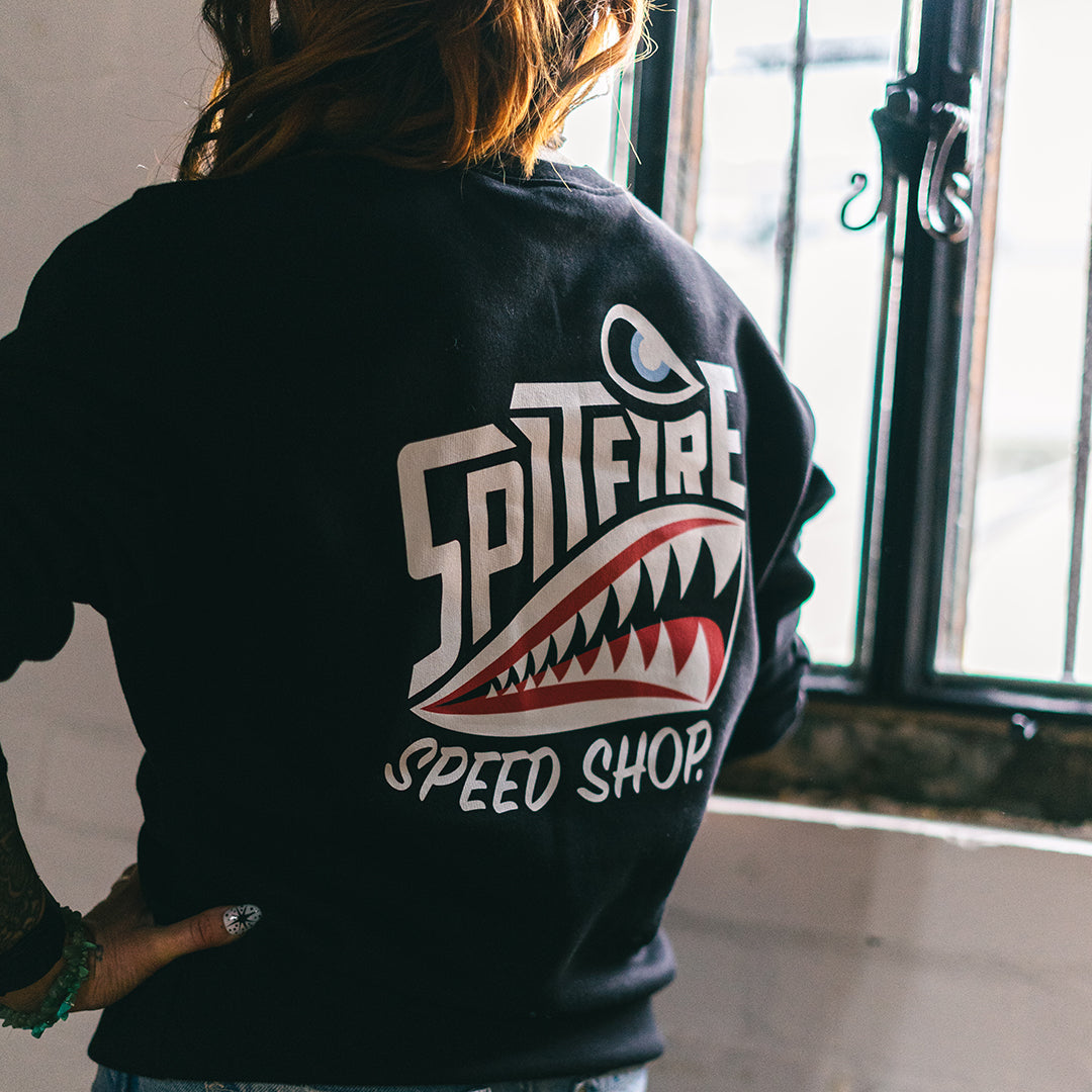 Black Spitfire Sweatshirt With Full Colour Logo – Spitfire Speed Shop