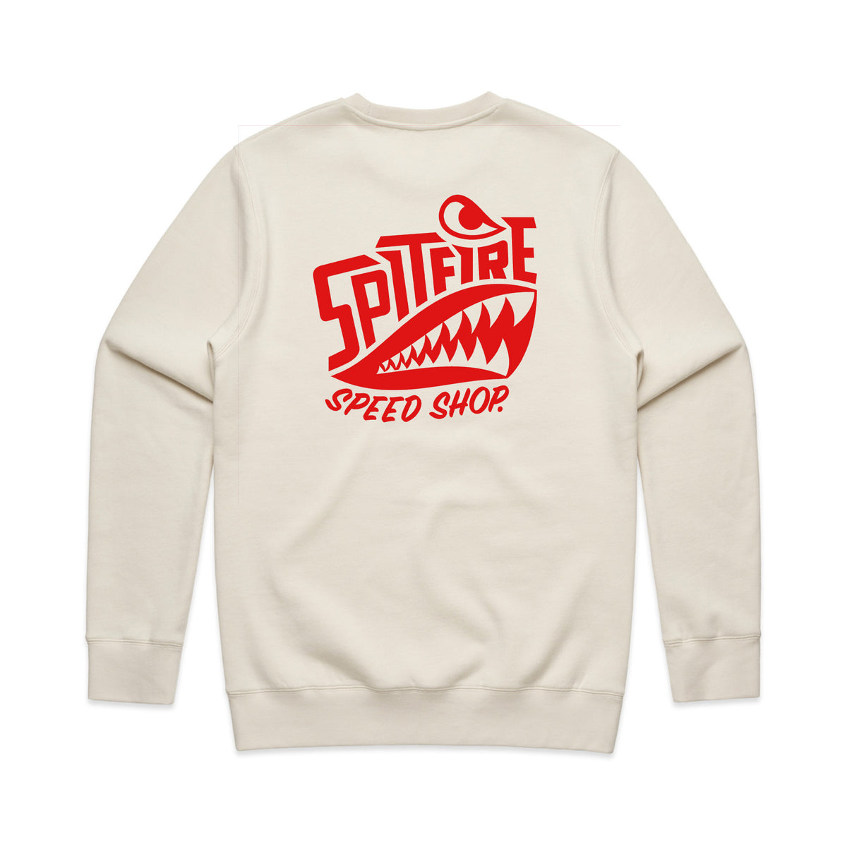 Spitfire Bone White Crew Sweatshirt With Red Logo – Spitfire Speed Shop
