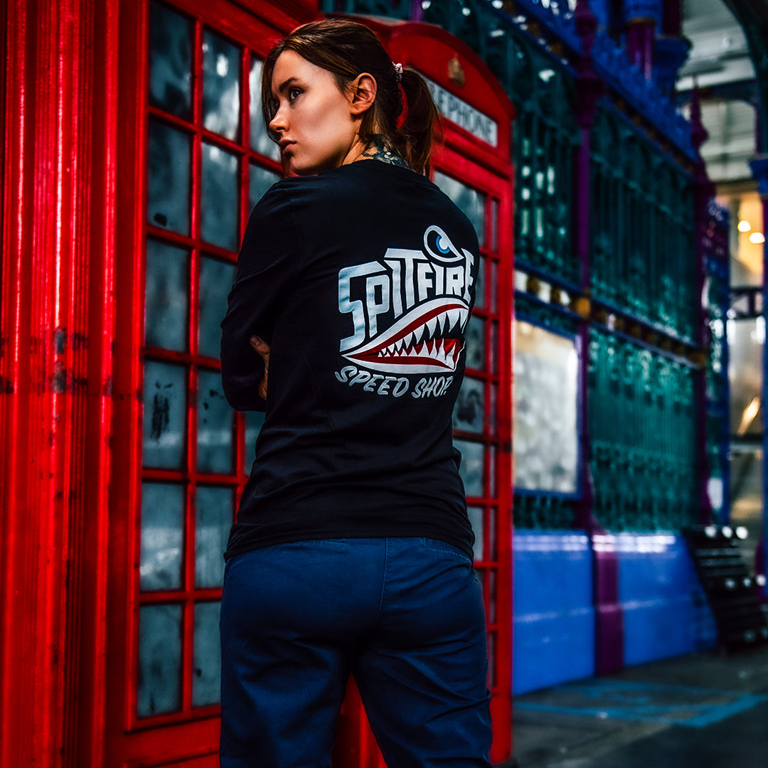 Spitfire Black Long Sleeve T-Shirt With Colour Logo – Spitfire Speed Shop
