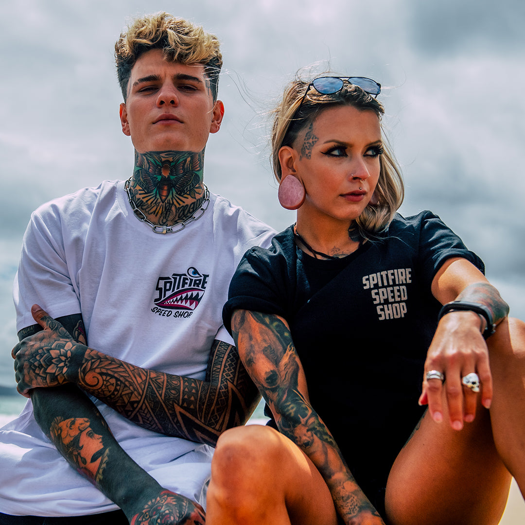 Spitfire White T-Shirt With Spitfire Front Logo – Spitfire Speed Shop