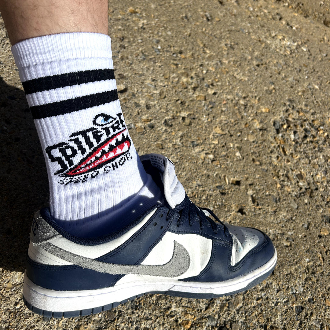 Original Spitfire Speed Shop White Crew Socks
