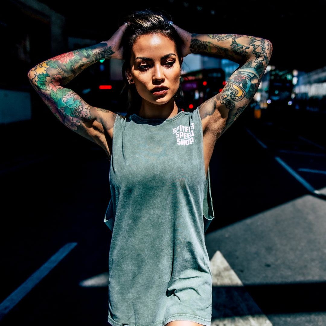 Spitfire Whitewash Vest Olive Green with White Logo – Spitfire Speed Shop